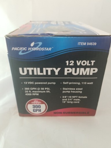 Pacific Hydrostar 12 Volt 110 Watt Utility Pump #94639 Self Priming 300 GPH | eBay