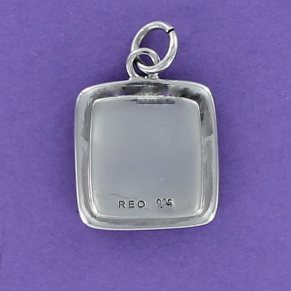 Square Photo Frame Charm Sterling Silver for Bracelet Dot Edge Slot ...