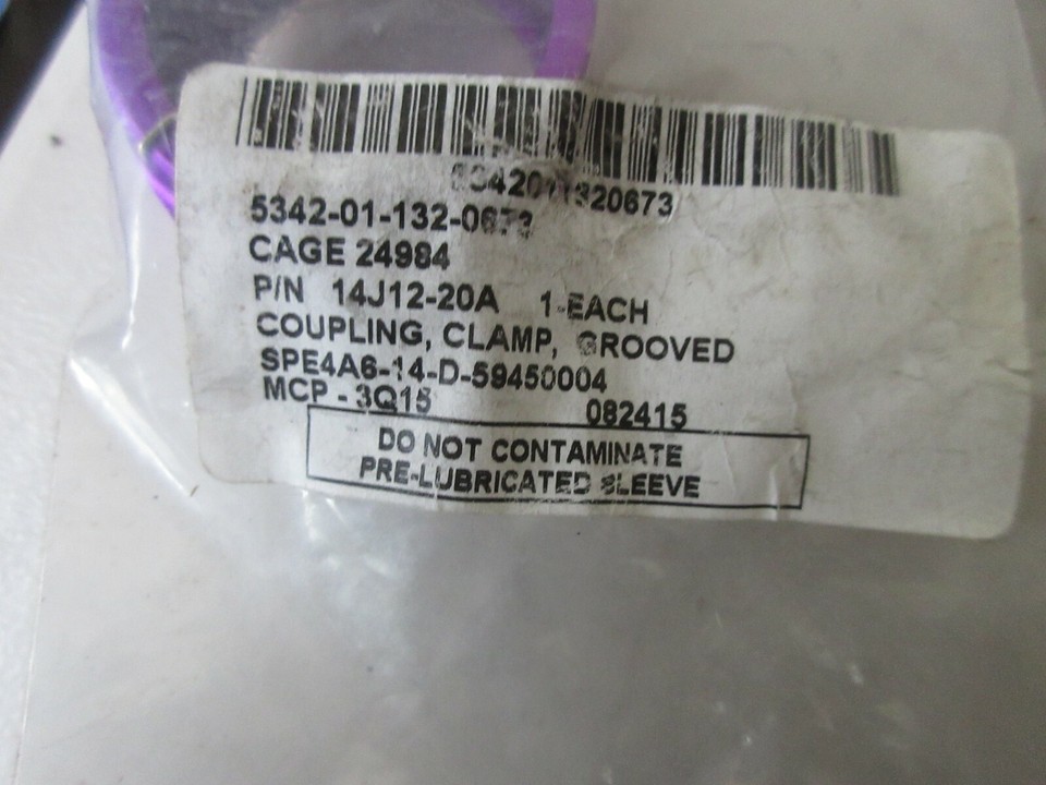 HYDRAFLOW 14J12-20A AIRCRAFT WIGGINS GROOVED COUPLING CLAMP NEW SEALED ...