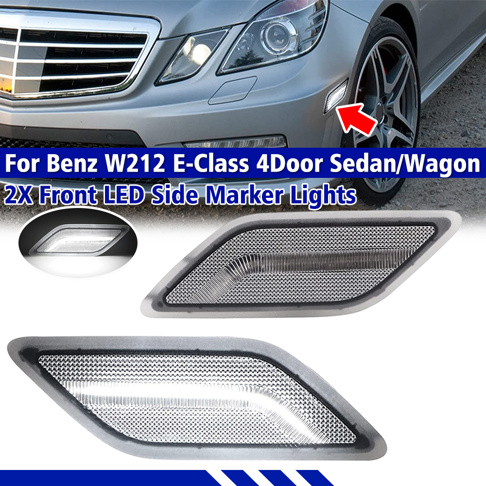 White LED Clear Side Marker Lights For 2010-2013 Mercedes Benz W212 ...