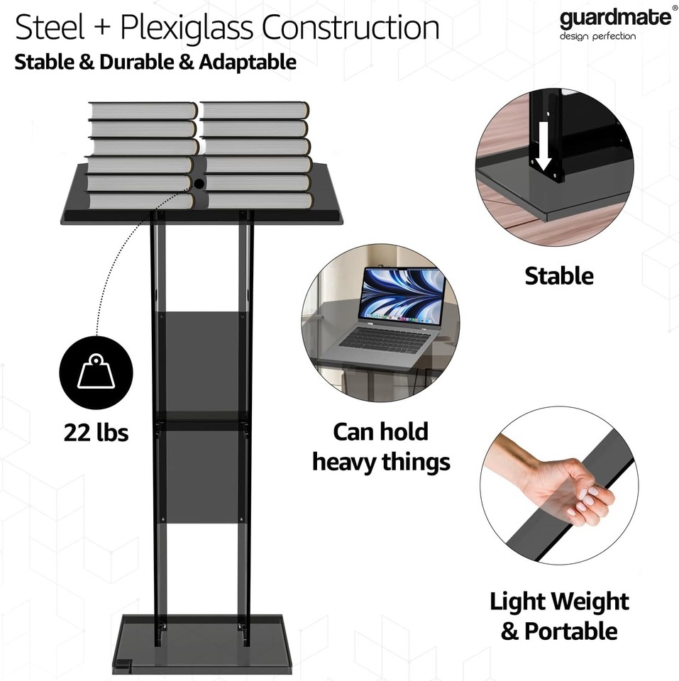 Acrylic Podium Pulpit Stand | Modern Deisgn Portable 47' Tall, Space ...