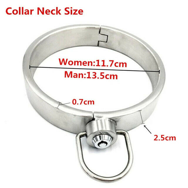 Bondage Stainless Steel Neck Collar BDSM Restraints Pressing Lock with ...