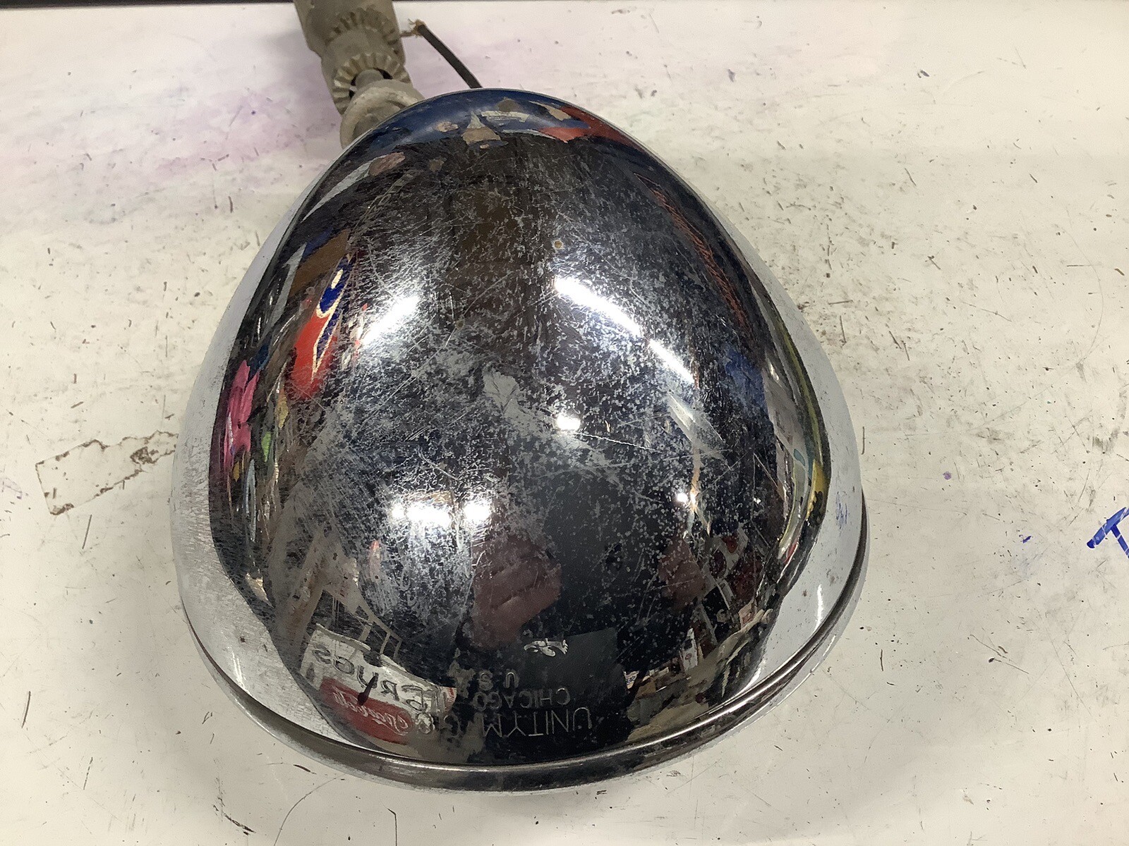 VINTAGE lamp oLd autoMobile UNITY Fog LIGHT amber APPLETON glass mount ...