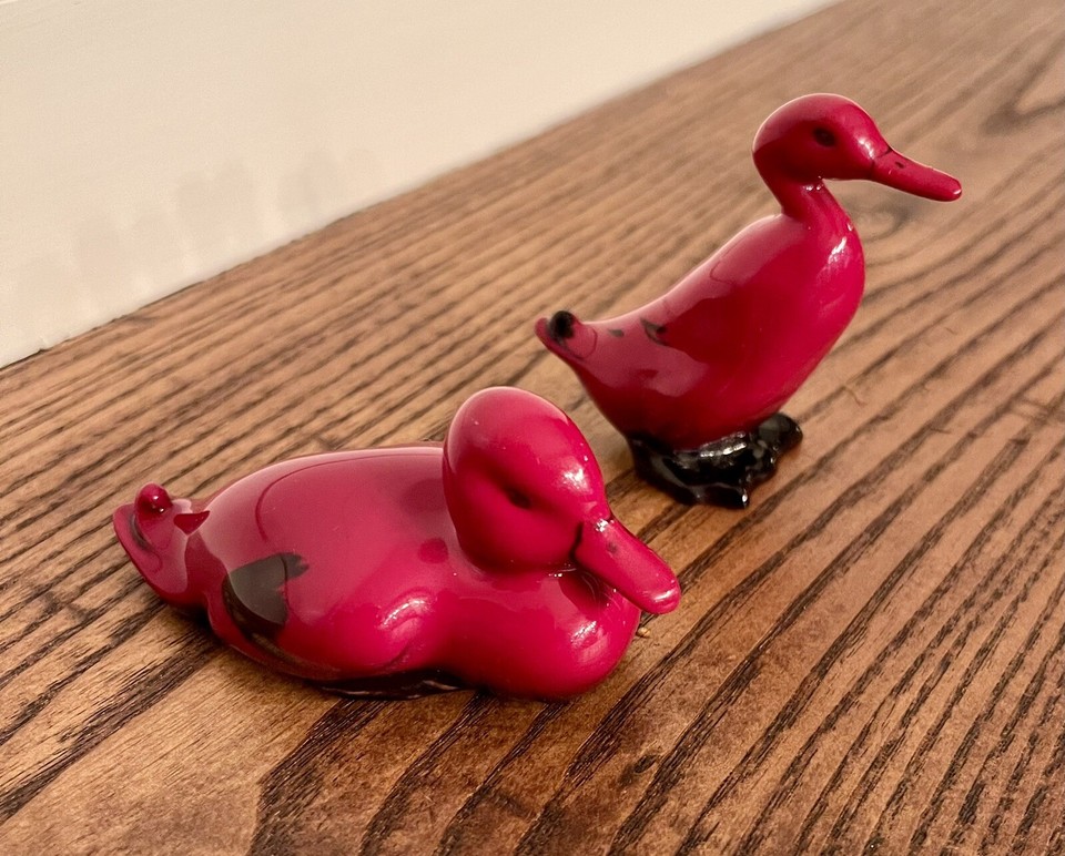 RARE Art Deco Royal Doulton FLAMBE Set of Two Red Duck Figurines-Circa ...