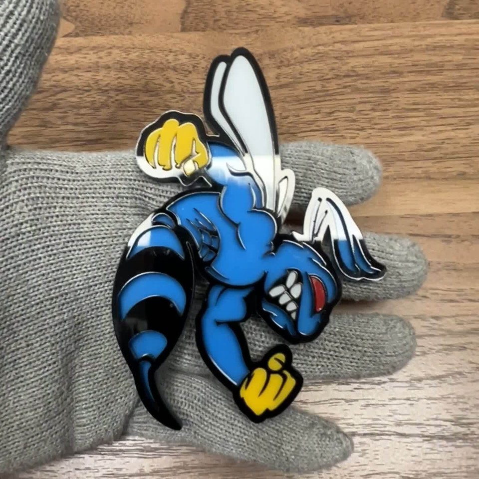 Hornet Badges Emblem Bee Swole Blue Red Eye Yellow Knuckles, (2) Badges ...