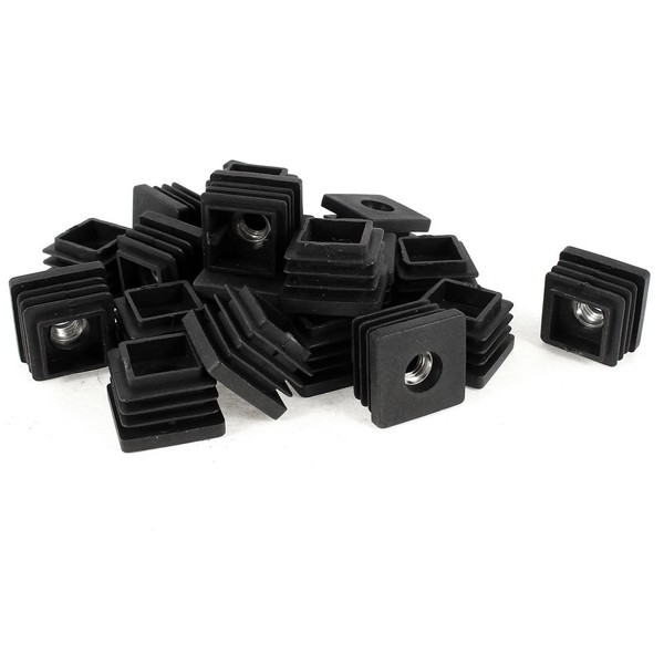 25mm x 25mm Black Thread Square Tube Inserts End Blanking Caps 20 Pcs ...