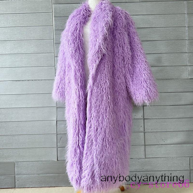 Women's Stage Coats Full Length Long Party Sleeve Faux Wool Fur Classic ...