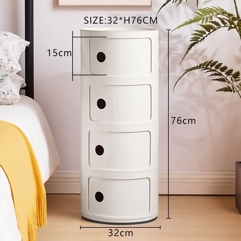 Round ABS Bedside Cabinet Cupboard Drawer Storage Unit Bathroom Bedroom ...