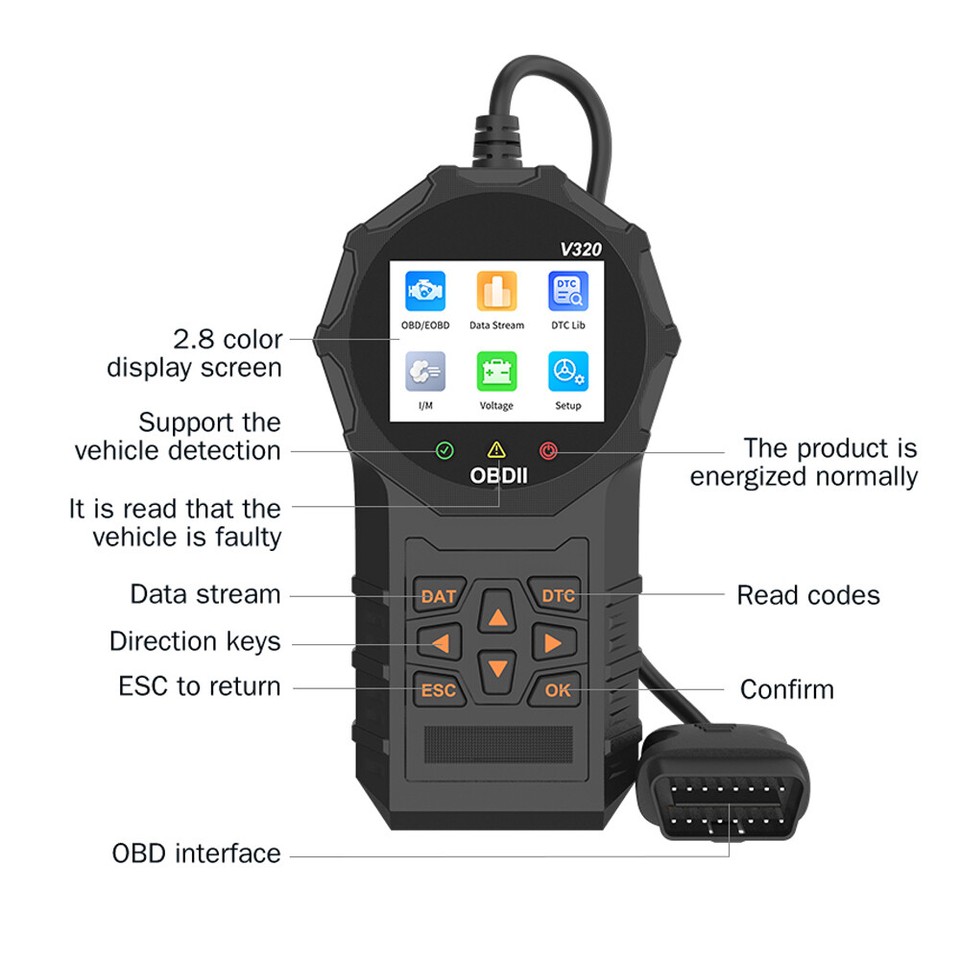 Check Engine DTC OBD2 Diagnostic Tool Automotive Code Reader Car ODB2 ...