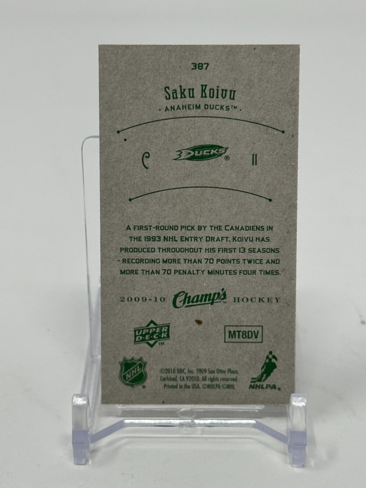 2009-10 UD Champs Hockey Saku Koivu Green Back Mini Card #387 | eBay