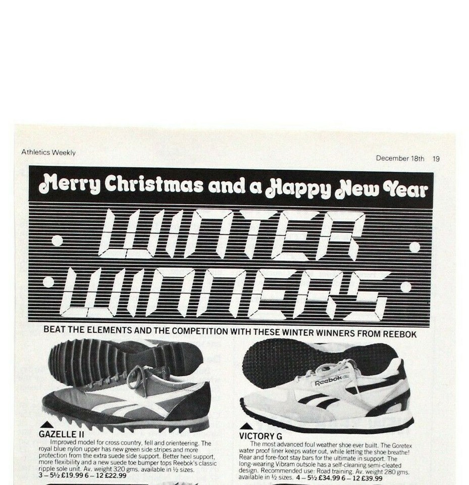 Vintage 70s 80s Reebok Gazelle Victory Fab XC poster print ad ...