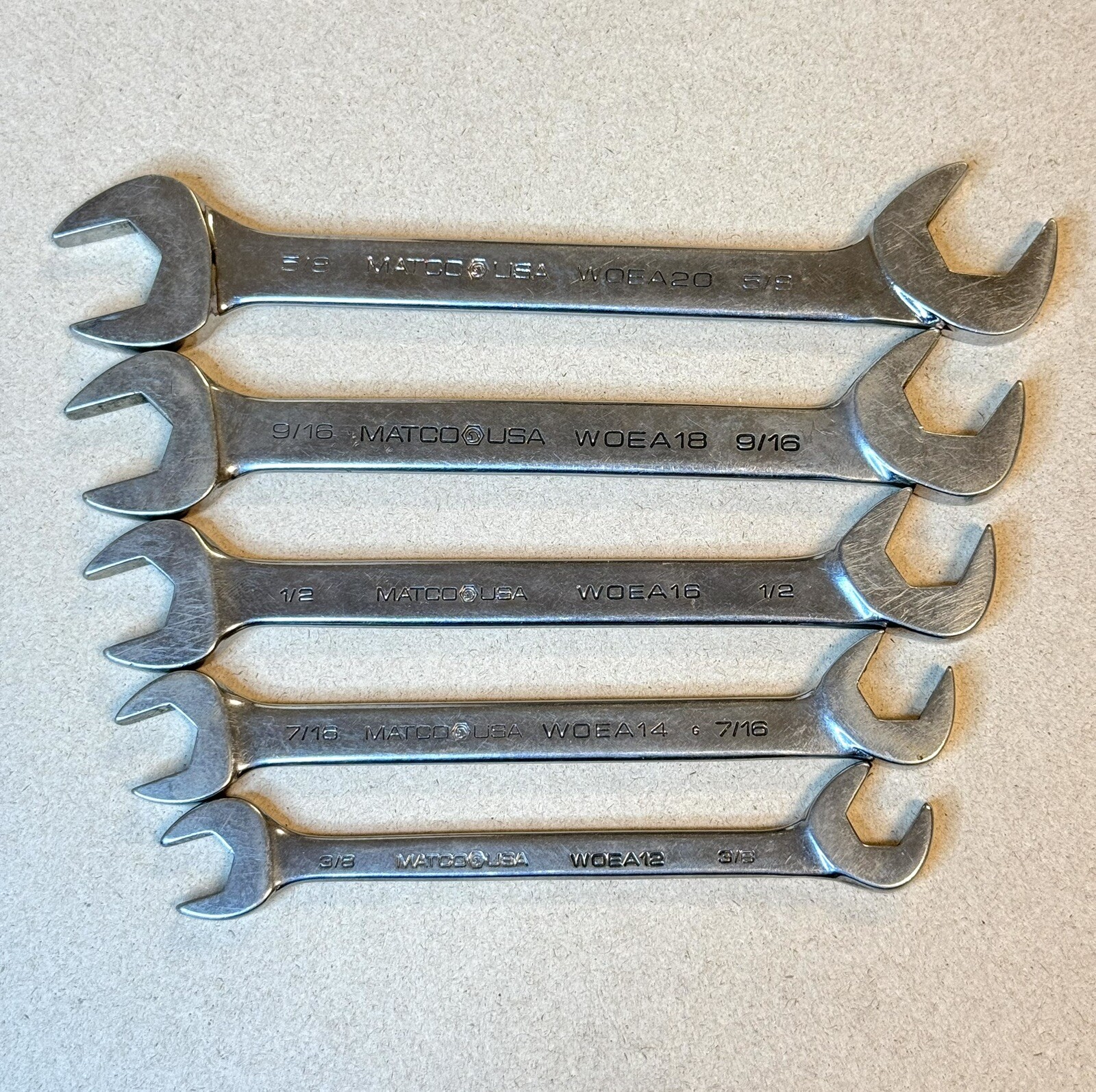 MATCO TOOLS 5 PIECE METRIC 4 WAY ANGLE WRENCH SET WOEA 12 14 16 18 20 ...