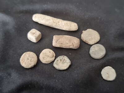 Viking lead hoard coin & trade weights 3 decorated A must see ...