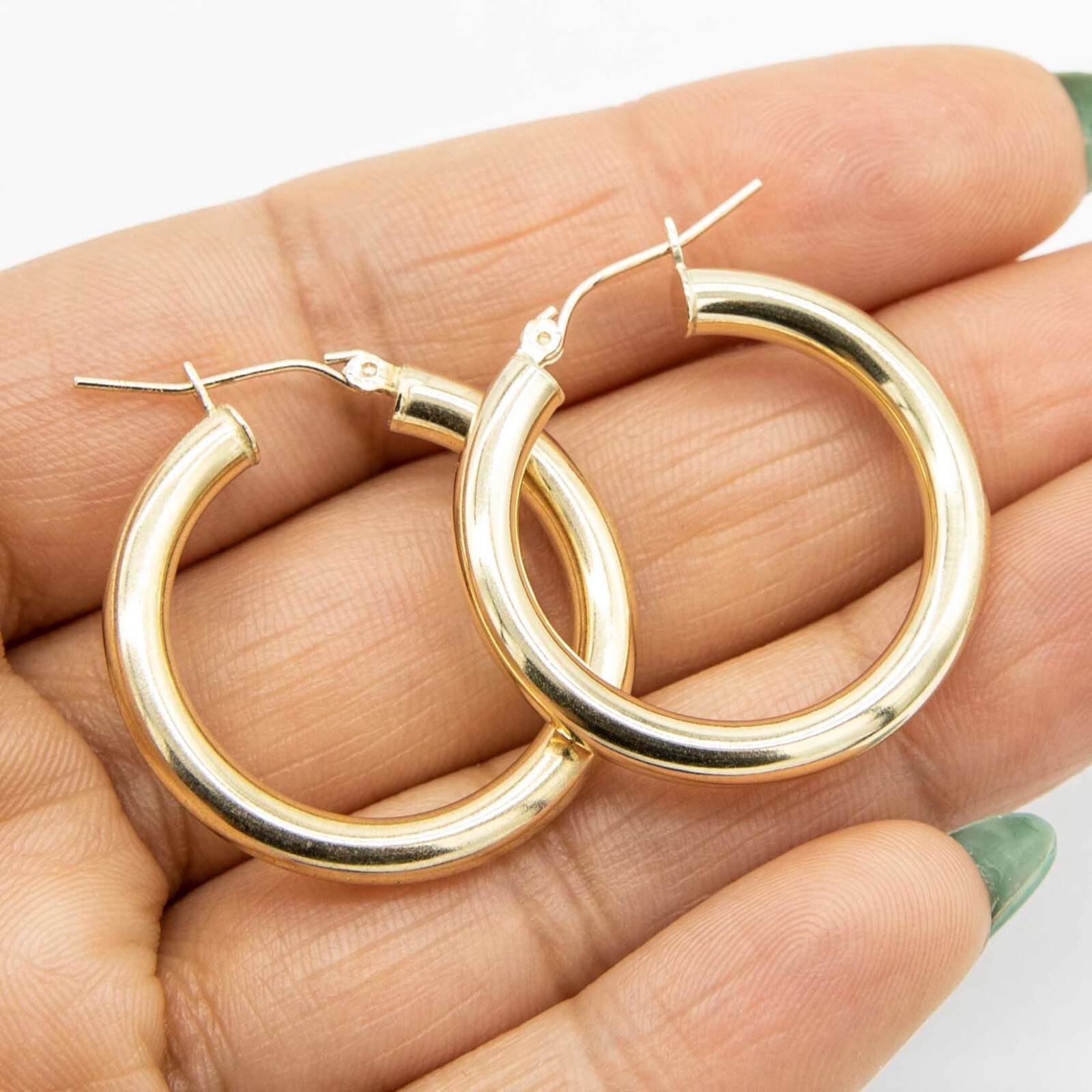 4mm X 30mm 1 1/4" Shiny Plain Hoop Earrings Real 10K Yellow Gold | eBay