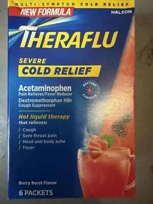 Thera Flu Severe Cold Relief Powder 6 Count Berry Burst Exp 11/26 E17C ...