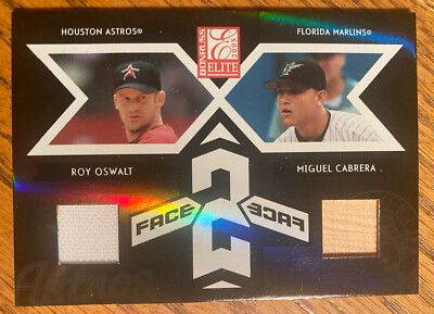2005 Donruss Elite Face 2 Face Miguel Cabrera / Roy Oswalt Dual Relic ...