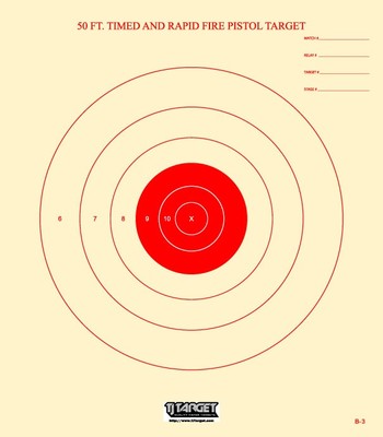 B-3 NRA - Red bull's eye - 50 Ft Timed & Rapid Fire Pistol Target (100 ...