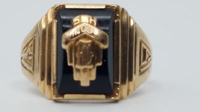 10K Yellow Gold & Onyx Class Ring Size 7 | eBay