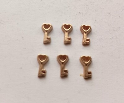 Lot of 6 Gold Toned Heart Keys Floating Charms For Memory Locket ...