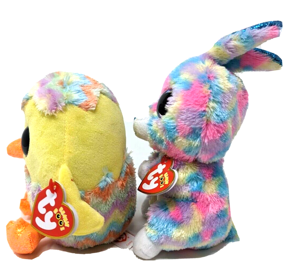 Ty Beanie Boos 2023 Easter Set 6" HOPS (Bunny Rabbit) CORWIN (Chick in ...