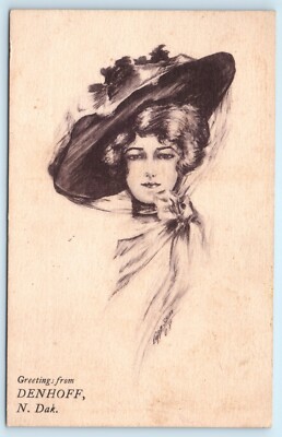 POSTCARD Cobb Shinn Artist Signed c1908 Greetings from Denhoff North ...