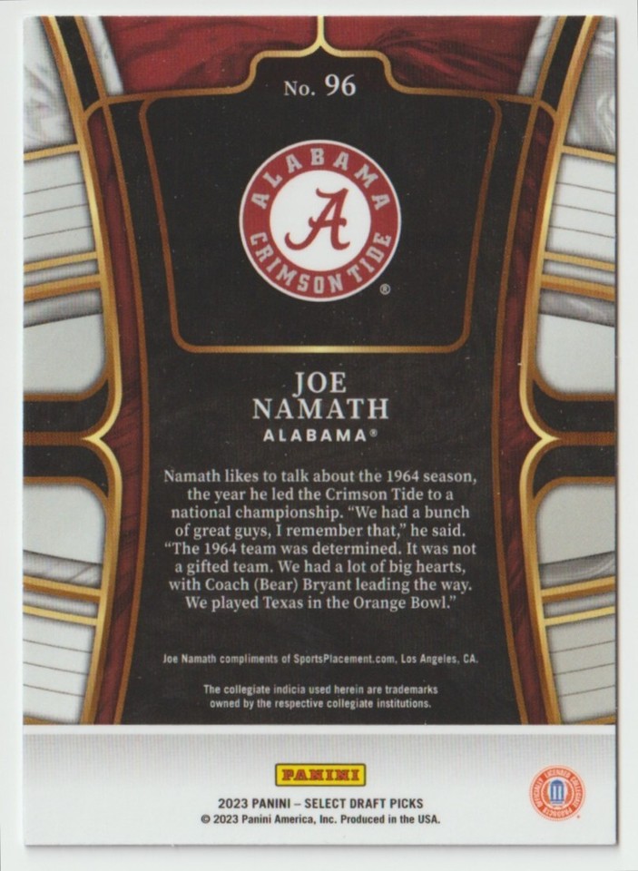 2023 Select Draft Picks Football #96 Joe Namath | eBay