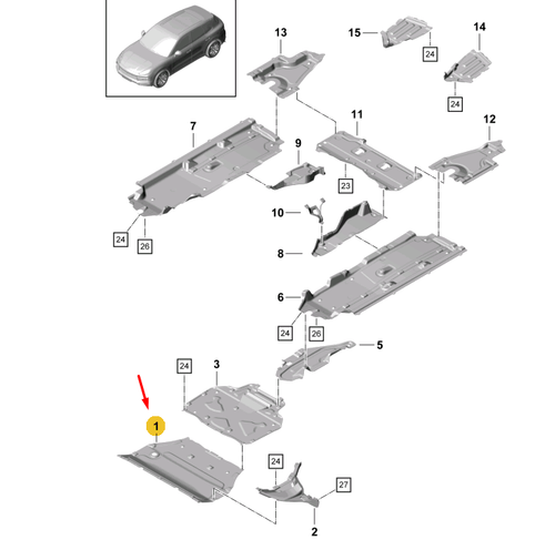 PORSCHE CAYENNE 9YA Front Shield Underbody Protection PAB825235C NEW ...