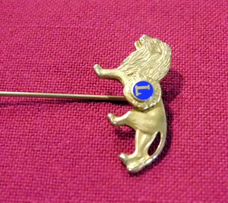 Vintage Stick Pin LIONS Club Gold Tone Generic Lion Figure Blue Enamel ...