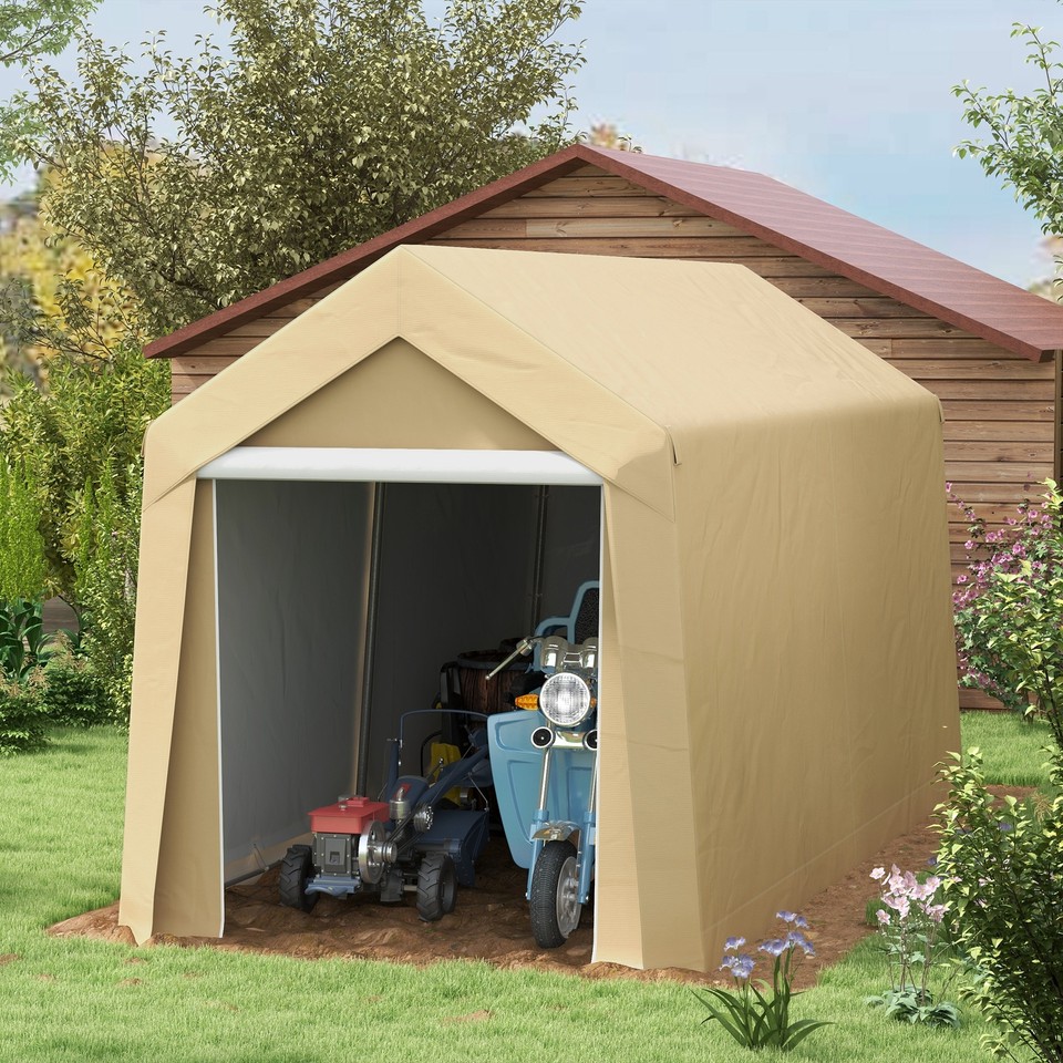 7x12 ft Outdoor Storage Shed Heavy Duty Carport Canopy Bike Motorcycle ...