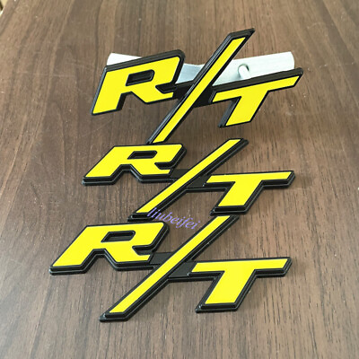 3X OEM For RT Front Grill Emblems Yellow Black R/T Trunk Rear Side ...