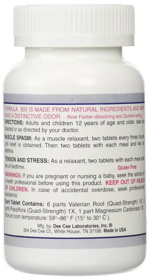 Formula 303Maximum Strength Natural Muscle Relaxant for Spasms and ...