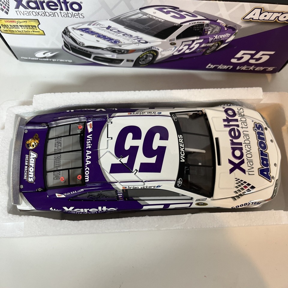 #55 Brian Vickers Aaron’s Xarelto Promo 1:24 Scale Diecast Stock Car LE ...