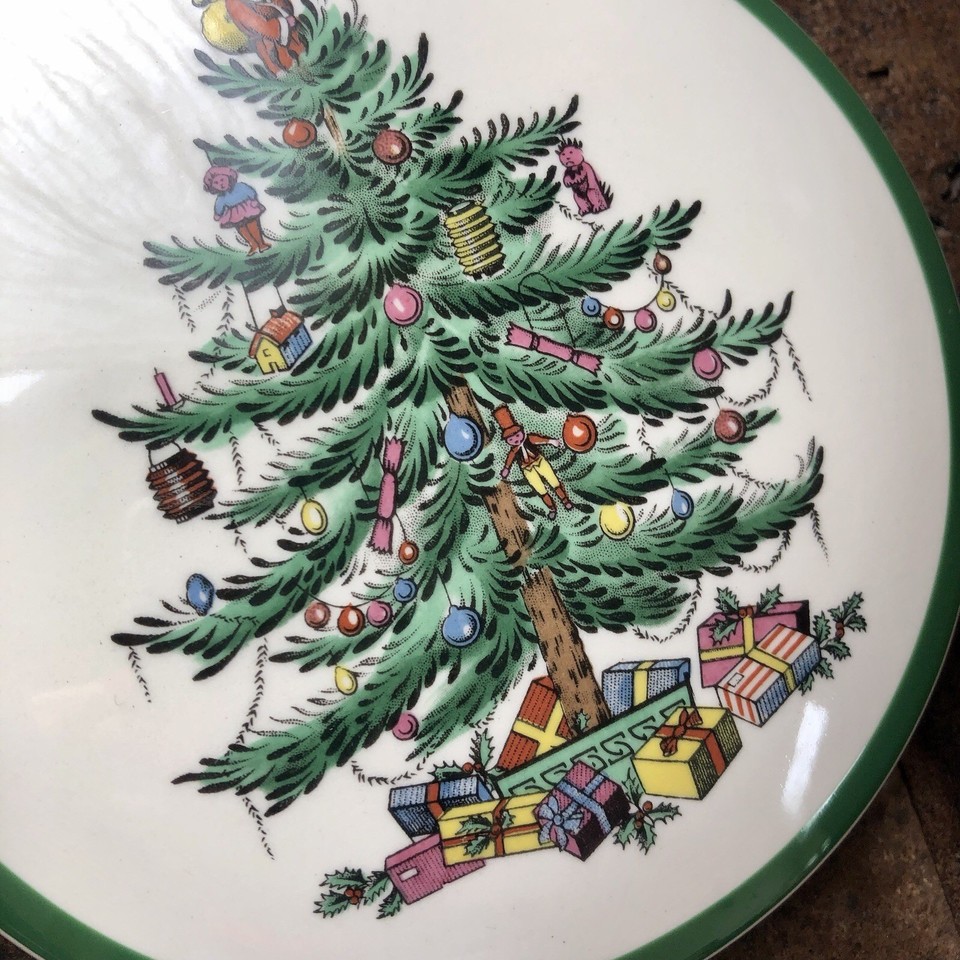 SPODE Christmas Tree Bon-Bon Covered Candy Dish Lid Made In England ...
