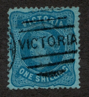 1873-81 Victoria, Australia Sc# 138, Wmk 70, One Shilling, QV, Blue ...