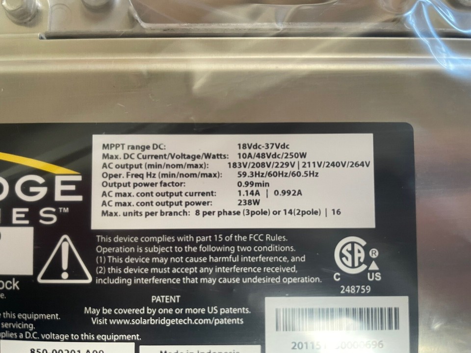 Solarbridge/Sunpower Pantheon II Solar Micro Inverter Brand New In Box ...