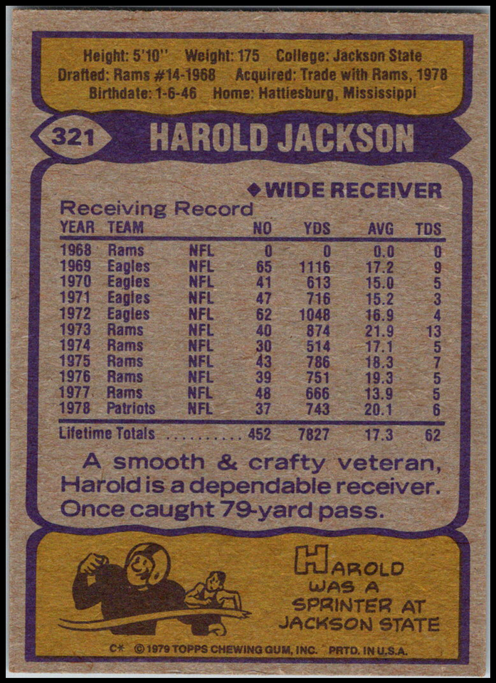 1979 Topps #321 Harold Jackson - FREE SHIPPING! | eBay