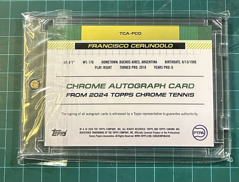 2024 Topps Chrome Tennis Autograph Card #TCA-FCO Francisco Cerundolo | eBay