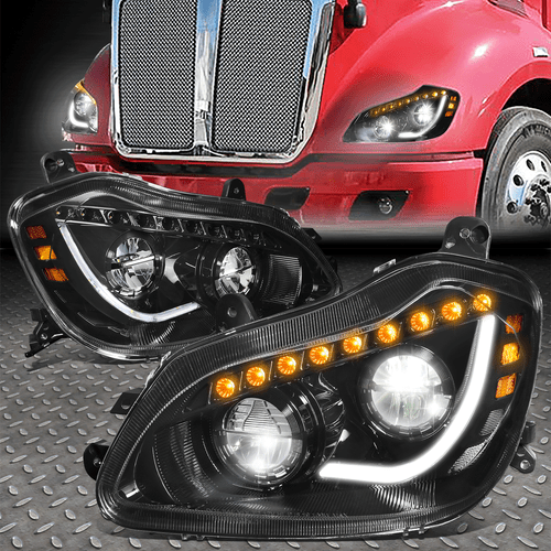 FOR 13-21 KENWORTH T680 FULL LED DRL SEQUENTIAL SIGNAL HEADLIGHT LAMPS ...