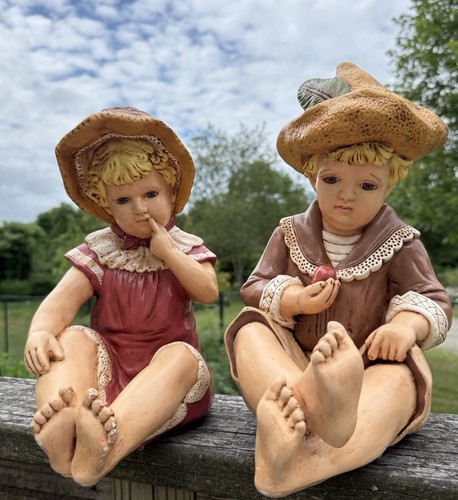 PIANO BABIES STYLE BABY SEATED BOY & GIRL FIGURINES 12” | eBay UK