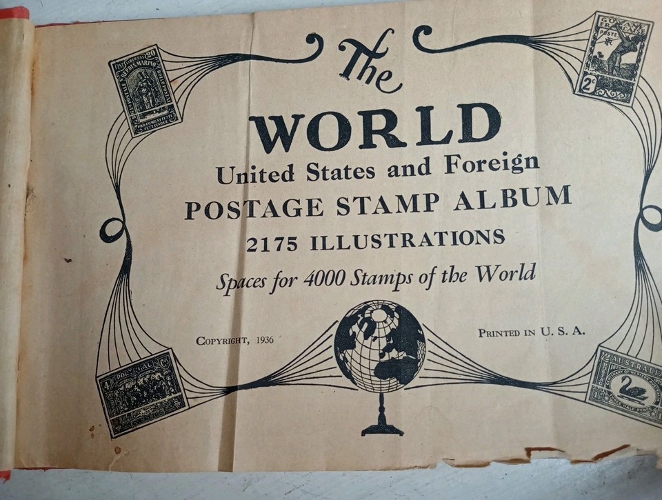 World/United States and Foreign Postage Stamp Album 1936 hardcover ...