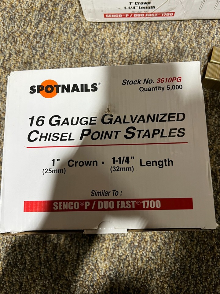 (QTY 5000) Spotnails 3610PG 16 Gauge Galvanized Chisel Point Staple | eBay