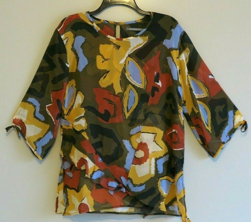 JACQUES RUC Multi-Color Chiffon Crinkle Poly Blouse Size US 6 | eBay