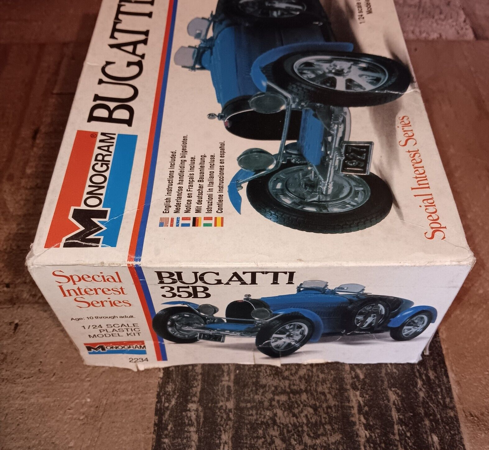 Vintage Monogram 1978 Bugatti 35B Model Kit 1/24 Scale 2234 Please Read ...