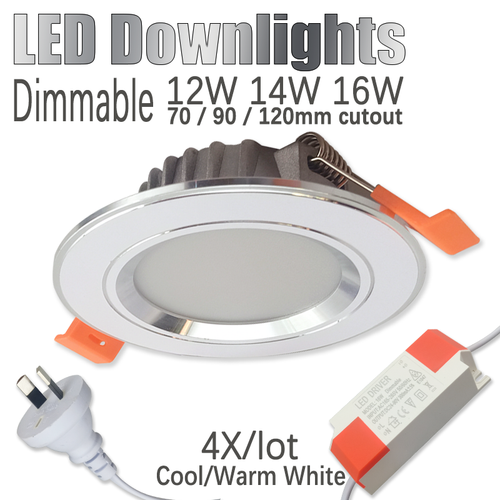 4X LED Downlights Dimmable Warm/Cool White AU Plug Cutout 70mm 90mm ...