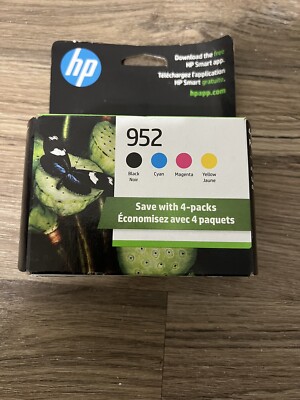 GENUINE HP 952 Black & Color Ink Cartridges 4 Pk Exp Aug/2022 See ...