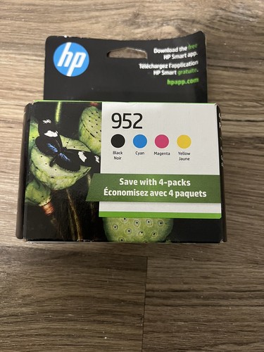 GENUINE HP 952 Black & Color Ink Cartridges 4 Pk Exp Aug/2022 See ...