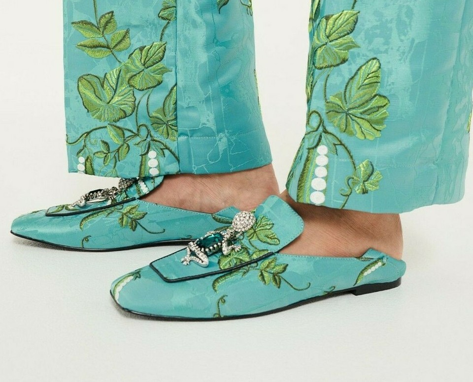 Iris Apfel X H&M HM Embellished Brocade Slippers Loafers UK 2 US4 EUR ...