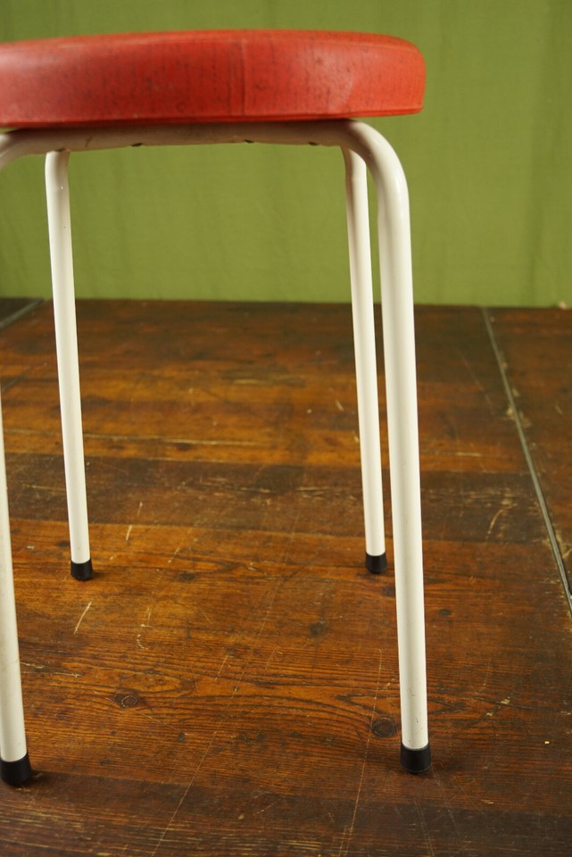 60s Vintage Stool Retro Kitchen Stool Vinyl Mid-Century Red 50s 2 | eBay UK