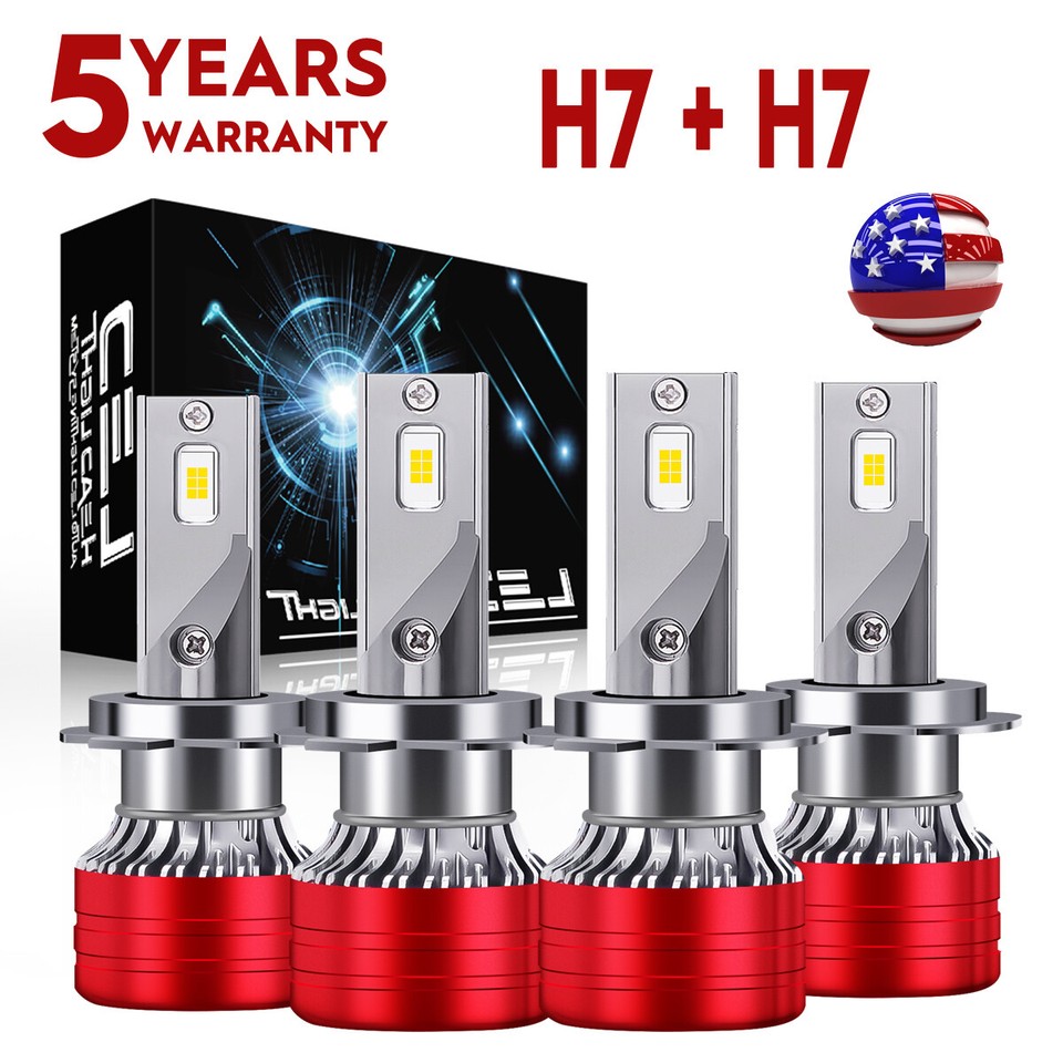 H7 LED Headlight Bulbs Hi/Lo Beam 10000K White Super Bright Halogen ...