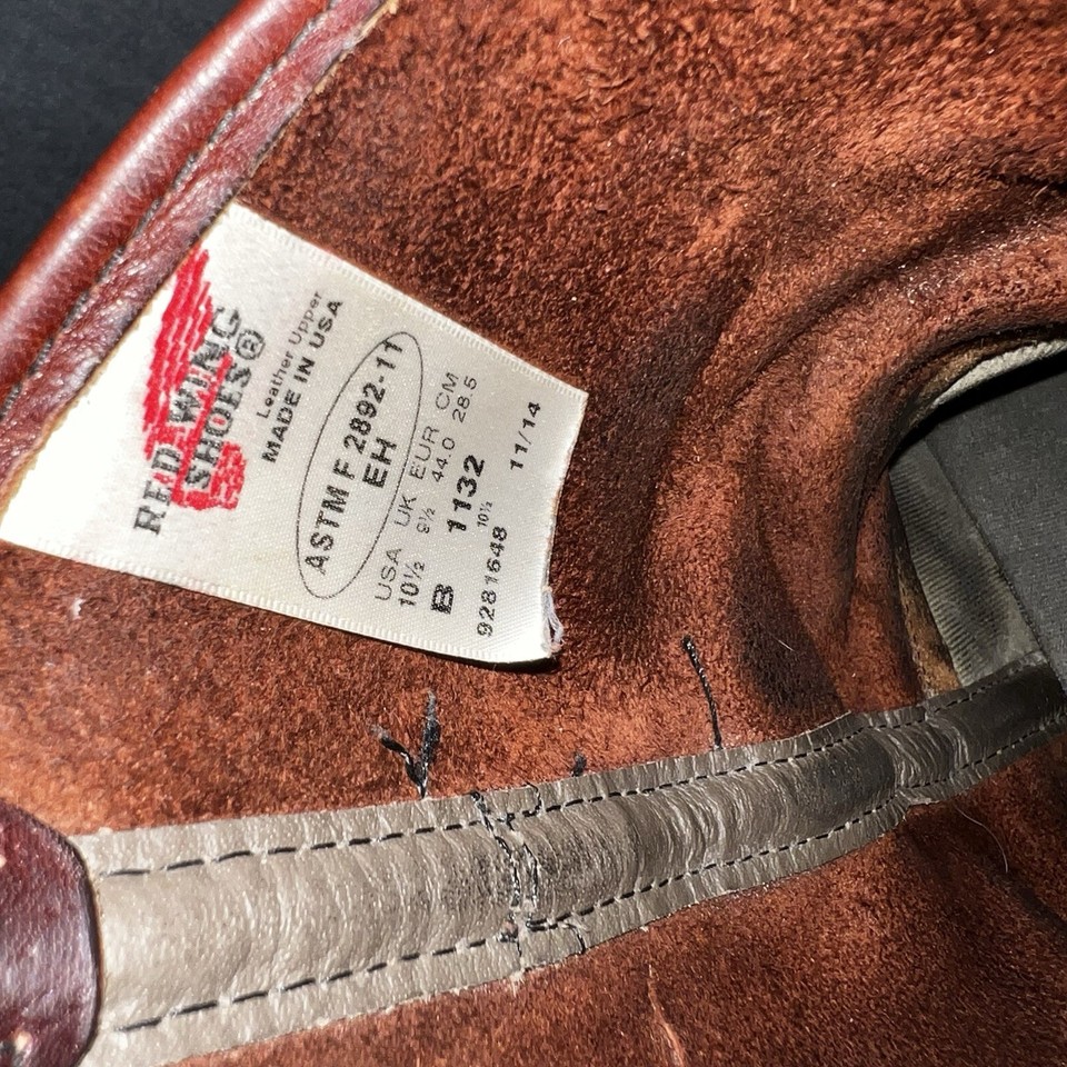 Red Wing 1132 Pecos Leather Boots Men 10.5 Made in USA ASTM F 2892-11 ...